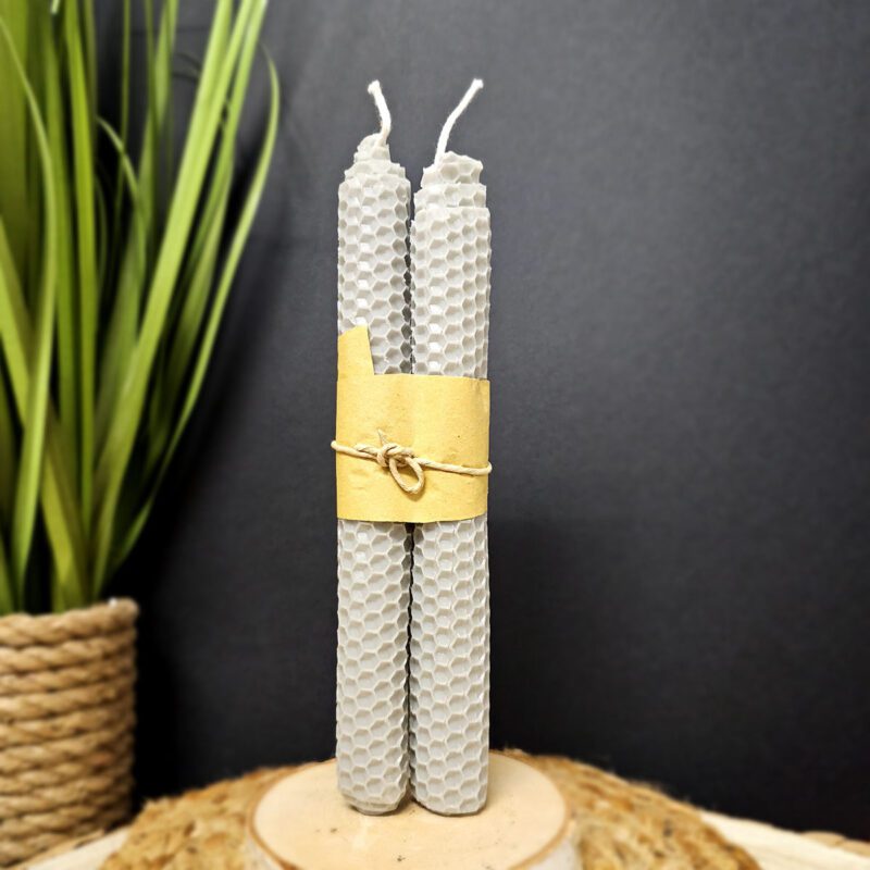 BOUGIES à VOEUX cire d'abeille - Grise - Kurious Apprentice